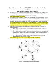W3 DS BFS DFS Exercises Handout With Solutions Pdf Data Structures Graphs BFS DFS Exercise