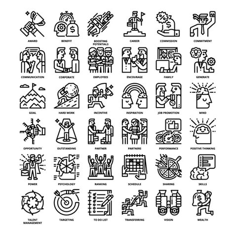 36 Business Motivation Icons Set X 4 Styles Masterbundles