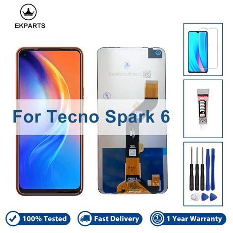 100 Tested For Tecno Spark 6 Ke7 Lcd Display Touch Screen Digitizer Assembly Parts With Free