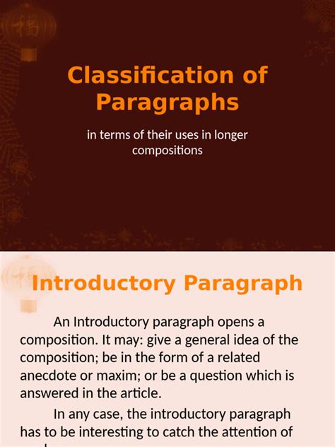 Classification Of Paragraphs Pdf