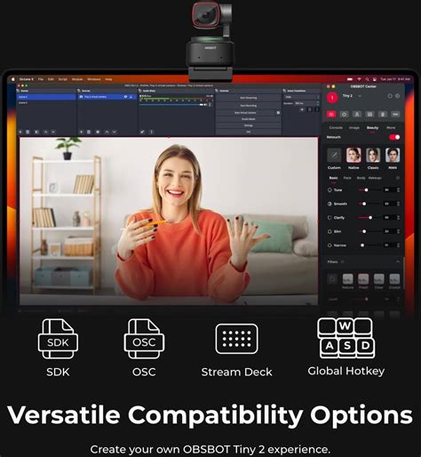 Obsbot Tiny 2 Lite Webcam 4k With Ai Tracking Voice Control Gesture Control Auto Focus Usb3