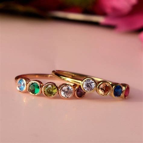 Sterling Silver Birthstone Rings 14k Gold Birthstone Bands Custom