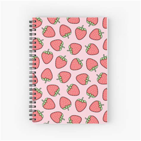 Cute Strawberry Pattern Illustration Journal For Sale By