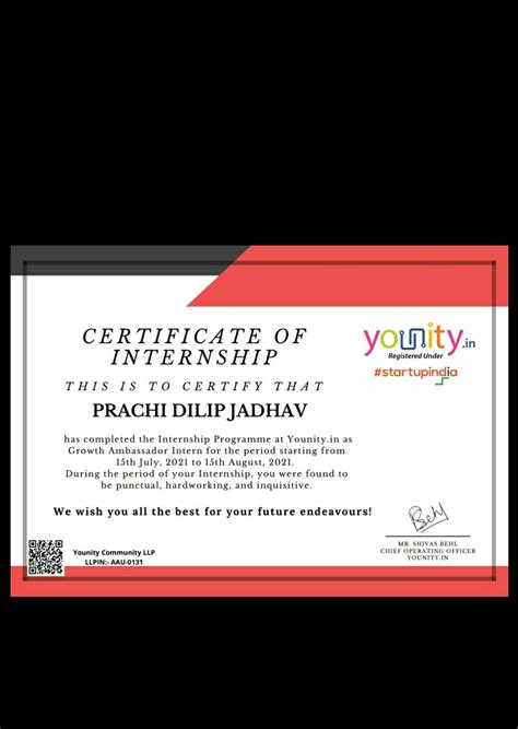 Prachi Jadhav On Linkedin Internship Certificate From