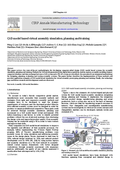 Pdf Cad Model Based Virtual Assembly Simulation Planning And Training