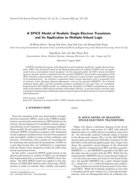 pdf a spice model of realistic single electron transistors and its