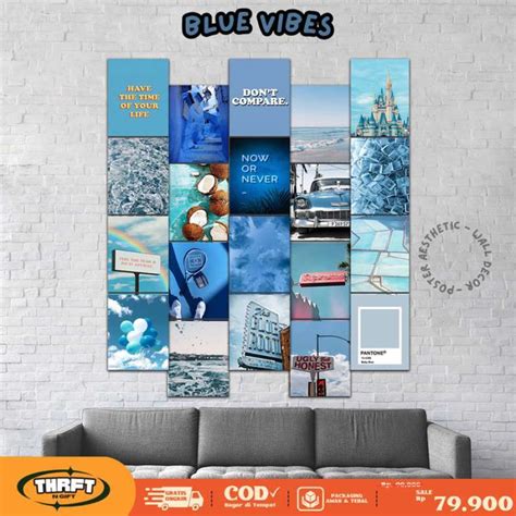 Jual Poster Aesthetic Collage Wall Blue Aesthetic Series A4 Di Seller