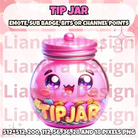 Pink Tip Jar Twitch Emote Funny Twitch Emote Tip Jar Twitch Emote