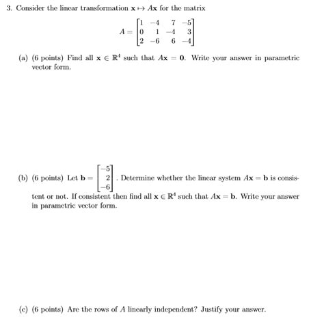 solved 3 consider the linear transformation x ax for the