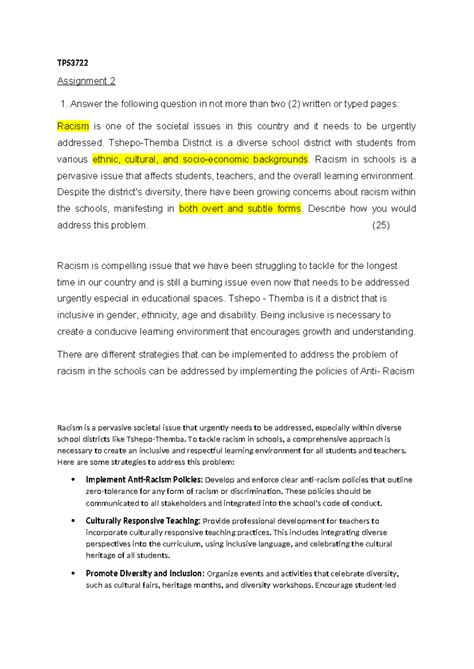 TPS3722 Assignment 02 TPS Assignment 2 1 Answer The Following Question In Not More Than Two