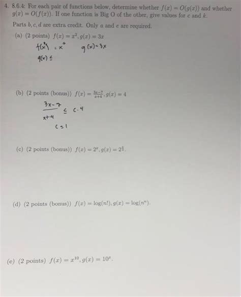 solved 4 8 6 4 for each pair of functions below determine