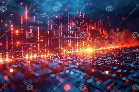 futuristic digital data stream in glowing led circuit board for