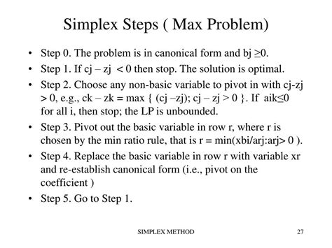 ppt simplex method for lp powerpoint presentation free download id