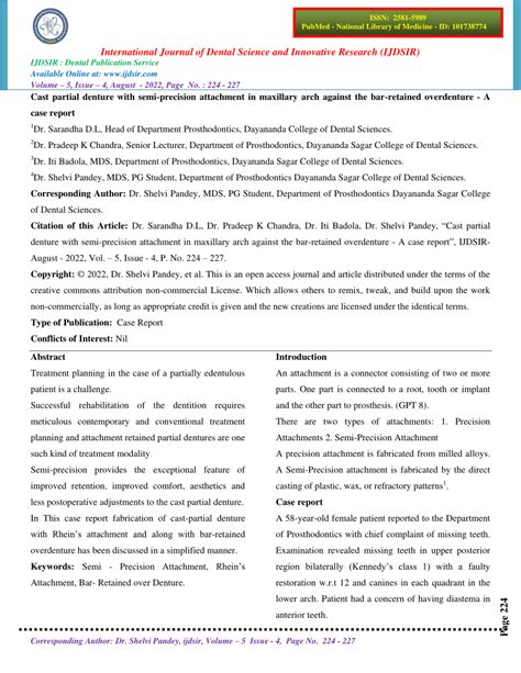 Pdf Cast Partial Denture With Semi Precision Attachment In Maxillary Arch Against The Bar