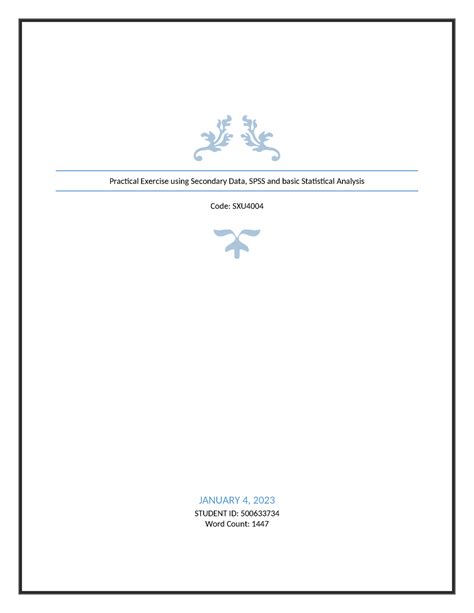 500633734 Sxu4004 A3 Practical Exercise Using Secondary Data Spss And Basic Statistical