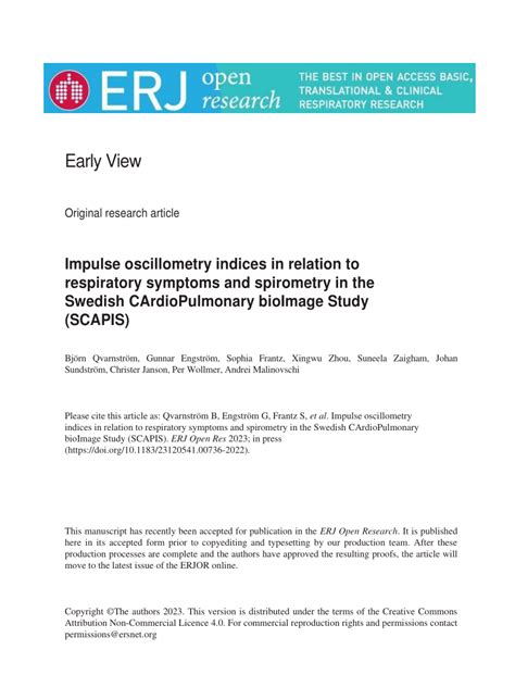 Pdf Impulse Oscillometry Indices In Relation To Respiratory Symptoms And Spirometry In The