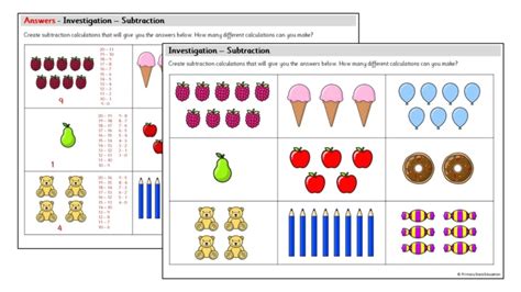 Subtraction Within 20 Investigation Primary Stars Education