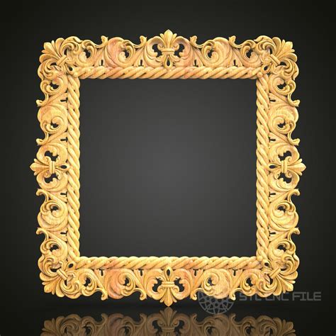 Golden Renaissance Scroll Frame Stl Model Cnc Router Files For Artcam Aspire Luxurious Wood