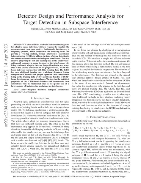 pdf detector design and performance analysis for target detection in
