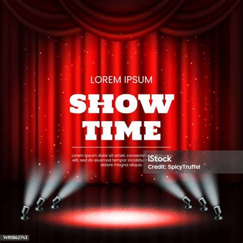 빨간 극장 커튼 브로드웨이 카지노 배경 쇼타임 어워드 시네마 스타 조명 럭셔리 오픈 쇼 홀 커튼과 스포트라이트 배너 템플릿입니다