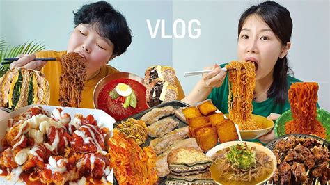 먹방 브이로그 Ft처갓집 슈프림치킨 삼겹살 송주불냉면 쌀국수 멘보샤 불닭비빔면 쟝블랑제리 샌드위치 돼지갈비 맘모스빵 앙버터 수박 Mukbang