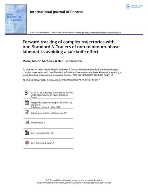 Pdf Forward Tracking Of Complex Trajectories With Non Standard N Trailers Of Nonminimum Phase