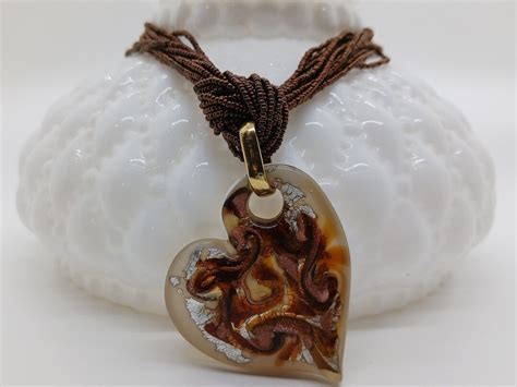 Murano Glass Heart Seed Bead Necklace Multi Strand Tiny Bead Necklace