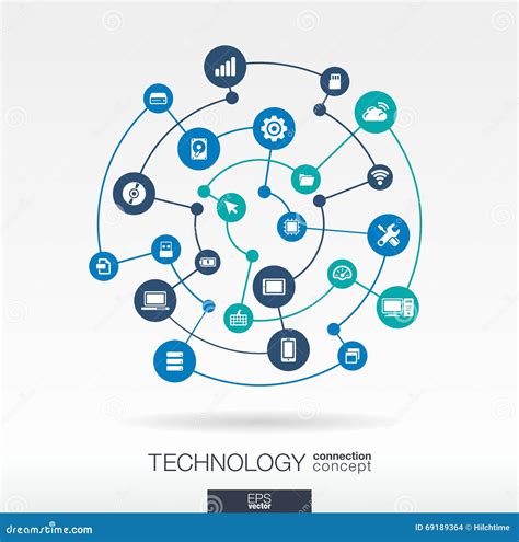 Technology Connection Concept Abstract Background With Integrated Circles And Icons For Digital
