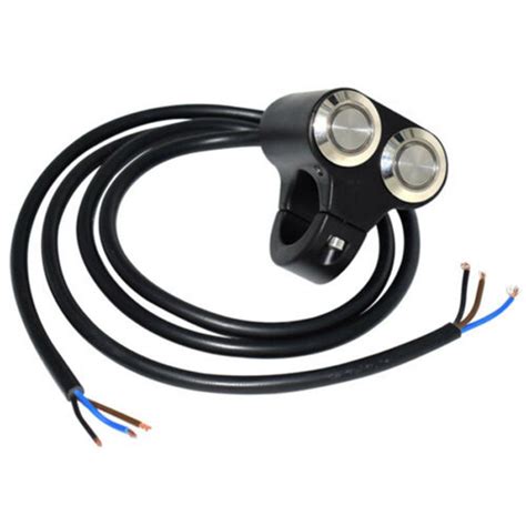 22mm 12V Motorcycle Handlebar Control Dual Push Button On Off LED Switch Headlight Flasher Dual