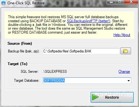 One Click SQL Restore Download Softpedia