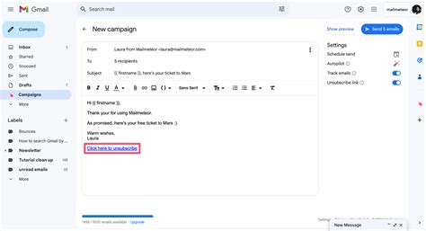 Adding An Unsubscribe Link Mailmeteor Support And Help