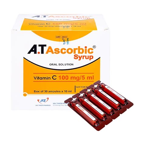 At Ascorbic Syrup An Thiên 30 ống X 10ml Điều Trị Do Thiếu Vitamin C