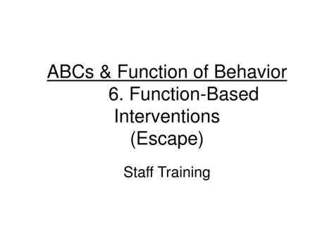 PPT ABCs Function Of Behavior Function Based Interventions Escape PowerPoint