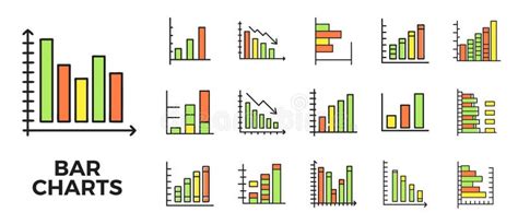 Bar Charts Set Statistical Data Horizontal Vertical Bars Axis X Axis