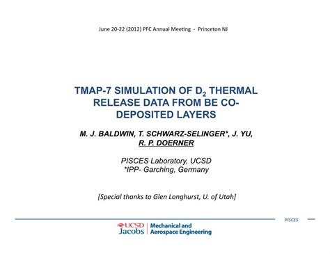 Pdf Tmap 7 Simulation Of D Thermal Release Data From Be Pfc2012pppl