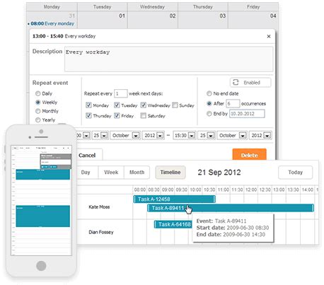 ASP NET Scheduler Event Calendar For ASP NET Features
