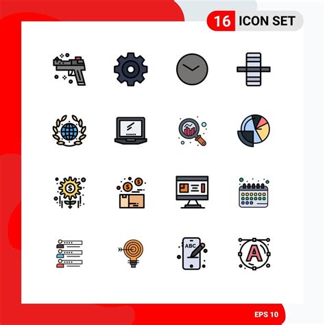 16 User Interface Flat Color Filled Line Pack Of Modern Signs And