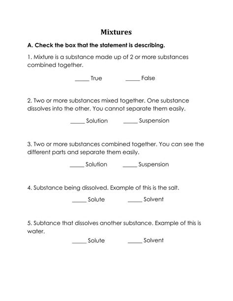 Mixtures Solution Or Suspension Worksheet Live Worksheets