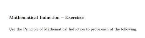 solved mathematical induction exercises use the principle