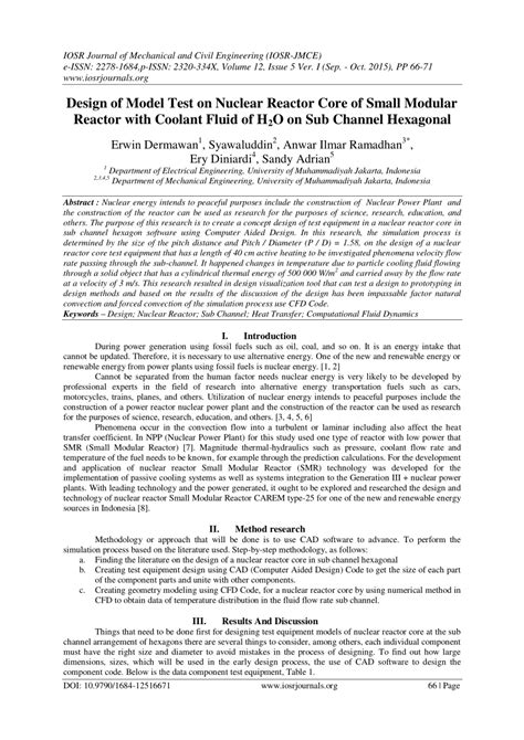 Pdf Design Of Model Test On Nuclear Reactor Core Of Small Modular