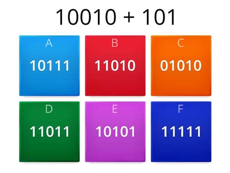 Addition Of Binary Numbers Quiz