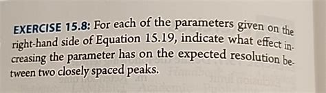 solved exercise 15 8 for each of the parameters given on