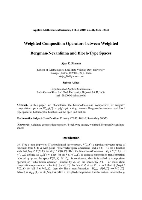 Pdf Weighted Composition Operators Between Weighted Bergman Nevanlinna And Growth Spaces