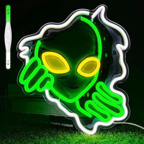 Vikliu Green Alien Neon Sign Usb Powered Alien Led Neon Light Signs For