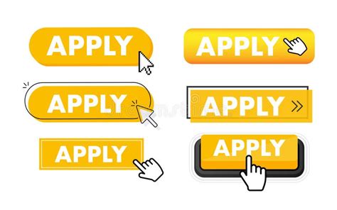 Set Of Apply Button Hand Pointer Clicking Stock Vector Illustration Of Commerce Membership