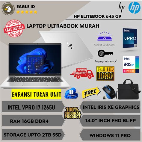 Jual Laptop UltraBook HP EliteBook 640 G9 Intel VPRO I7 1265U RAM 16GB 2TB SSD 14 FHD Windows