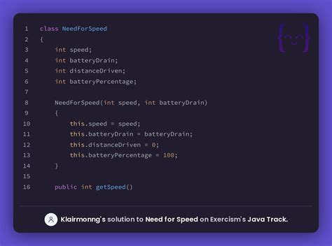 Klairmonng S Solution For Need For Speed In Java On Exercism