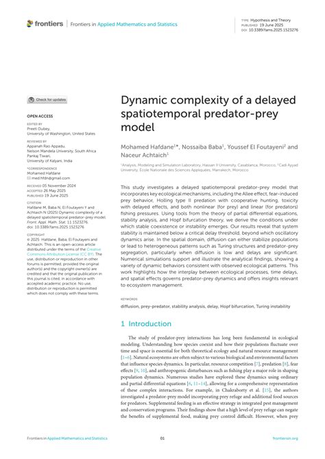 Pdf Dynamic Complexity Of A Delayed Spatiotemporal Predator Prey Model