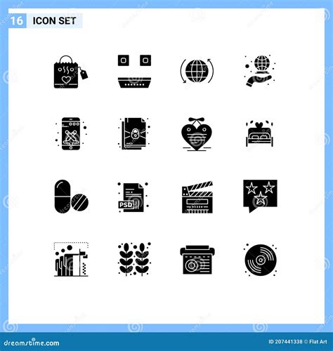 16 Thematic Vector Solid Glyphs And Editable Symbols Of Phone Marketing Global International