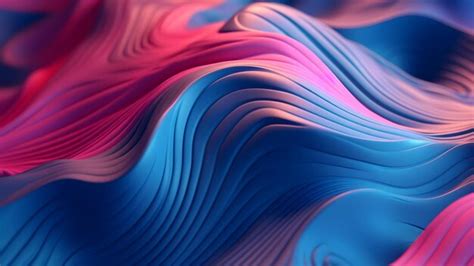 Premium Ai Image Closeup Abstract Pink And Blue Volumetric Wavy